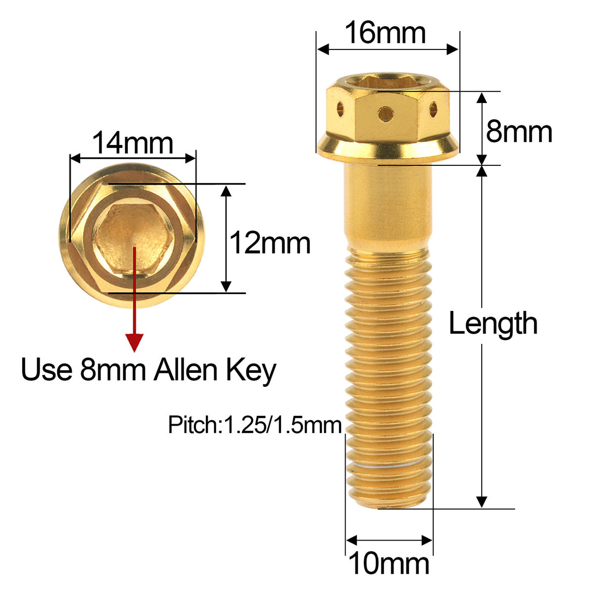 Wanyifa Titanium Bolt M10x20 25 30 35 40 45 50 55 60 65 70 75 80 85 90 ...